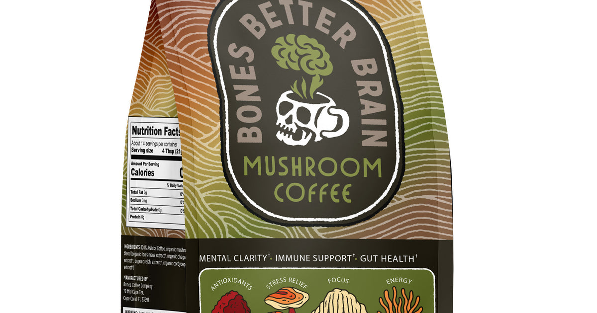 Better Brain Mushroom Coffee Dark Roast - 10oz | Bones Coffee