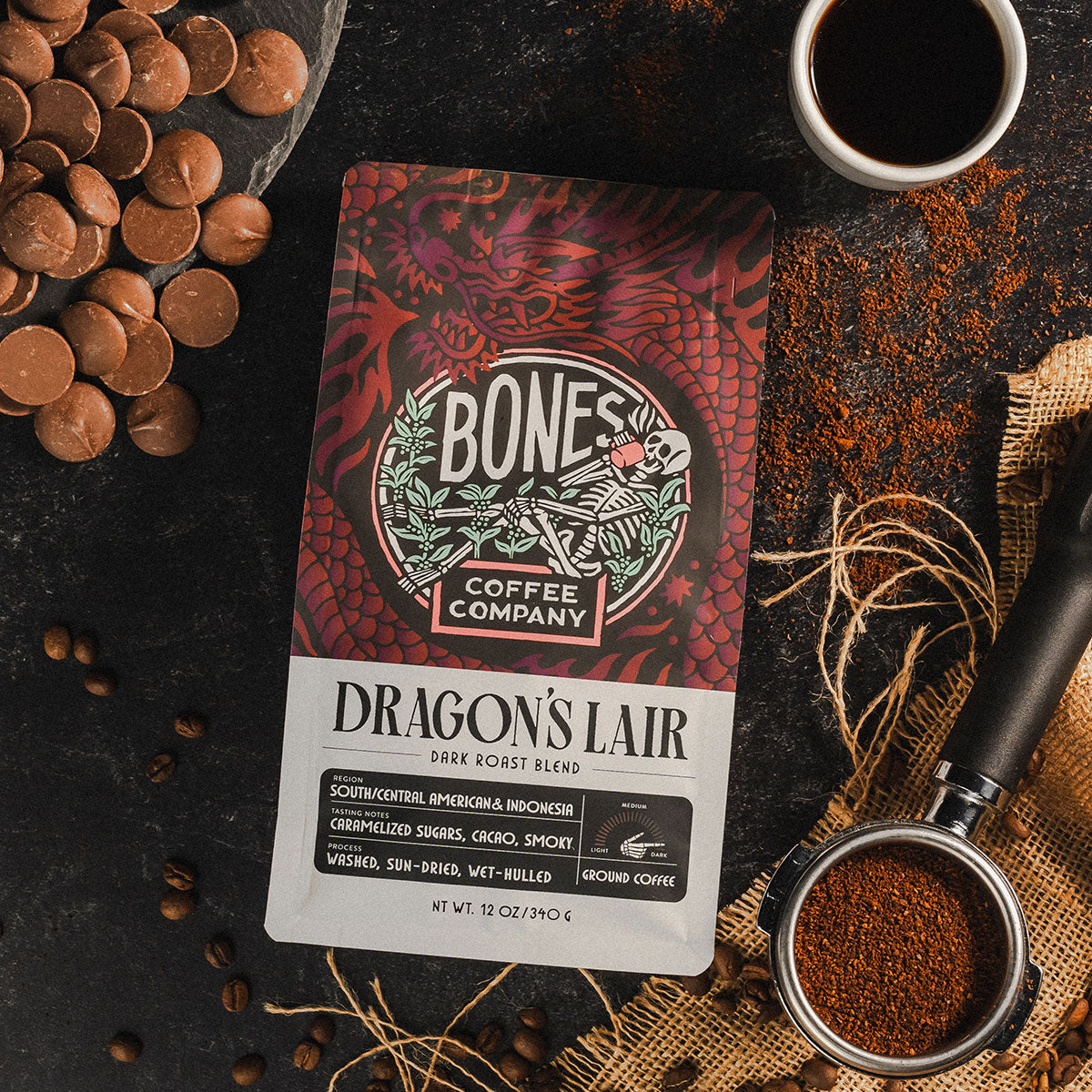 Dark Roast Coffee: Dragon's Lair | Bones Coffee Company